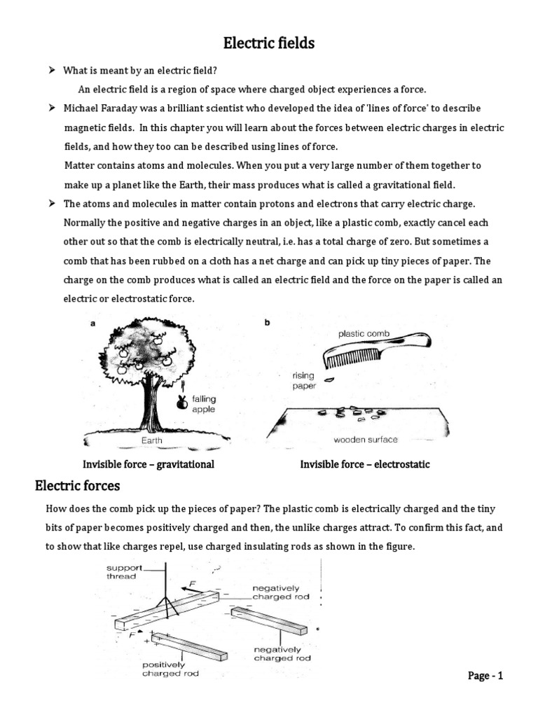 Electric Field - Notes | PDF | Electric Charge | Electric Field