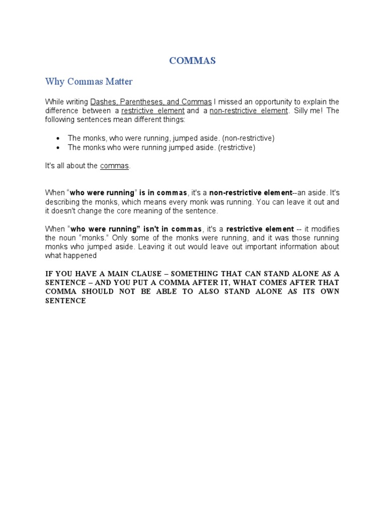 Why Commas Matter | PDF | Comma | Adjective