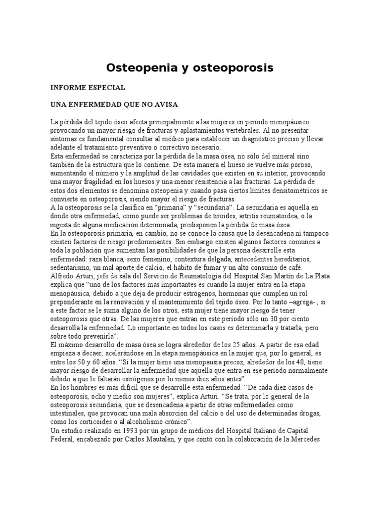 Osteopenia y Osteoporosis | PDF | Hueso | Osteoporosis