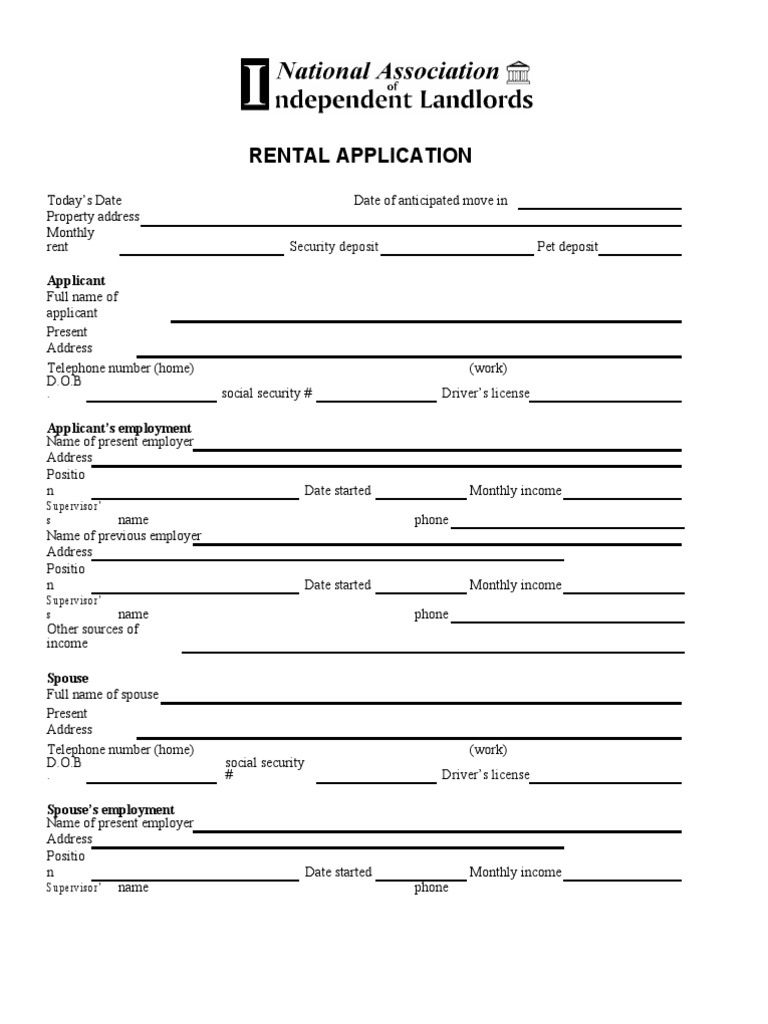 Rental Application: Applicant | PDF | Landlord | Renting