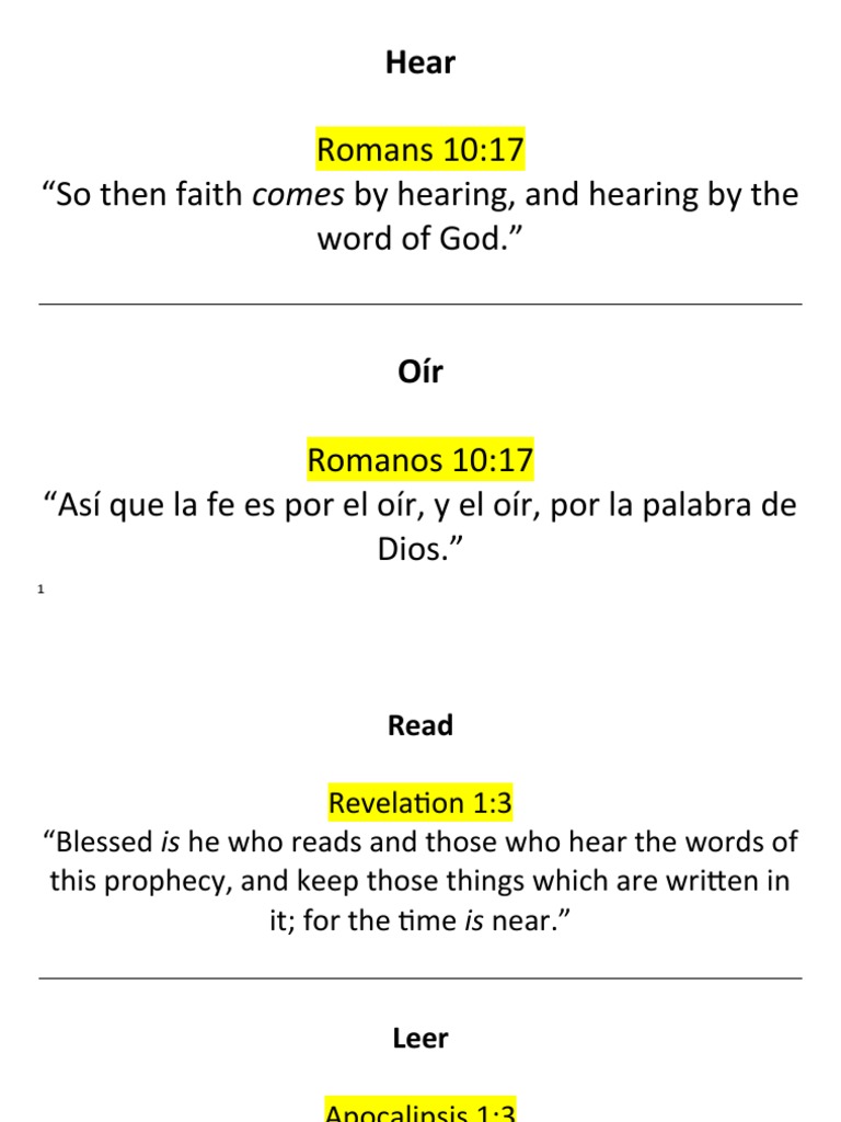 Romans 10:17 "So Then Faith Comes by Hearing, and Hearing by The Word ...