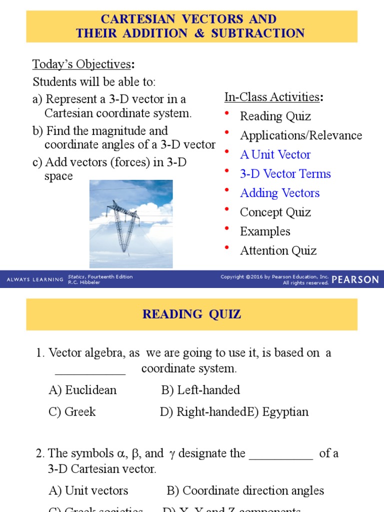 Cartesian Vectors And Their Addition And Subtraction A Unit Vector 3 D Vector Terms Adding