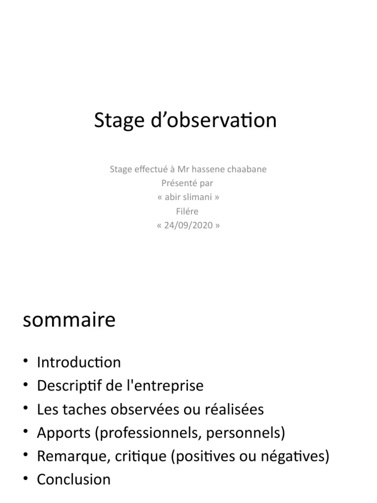 Stage D'observation | PDF