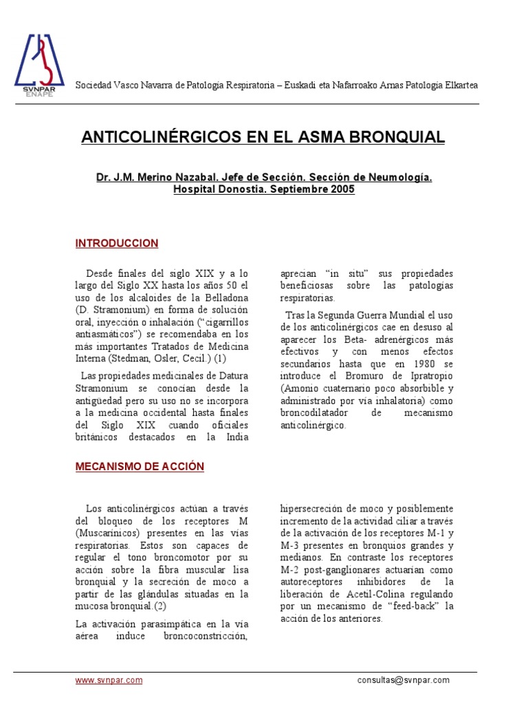 Anticolinergicos en El Asma | PDF | Asma | Medicina