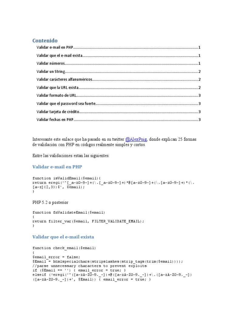25 Validaciones PHP | PDF | Hipertexto | Entero (Informática)