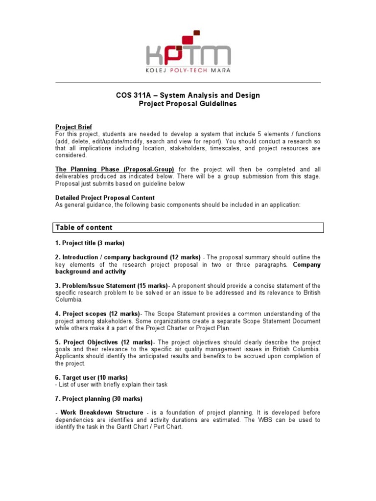 System Analysis Project Proposal Guide | PDF | Relational Model ...
