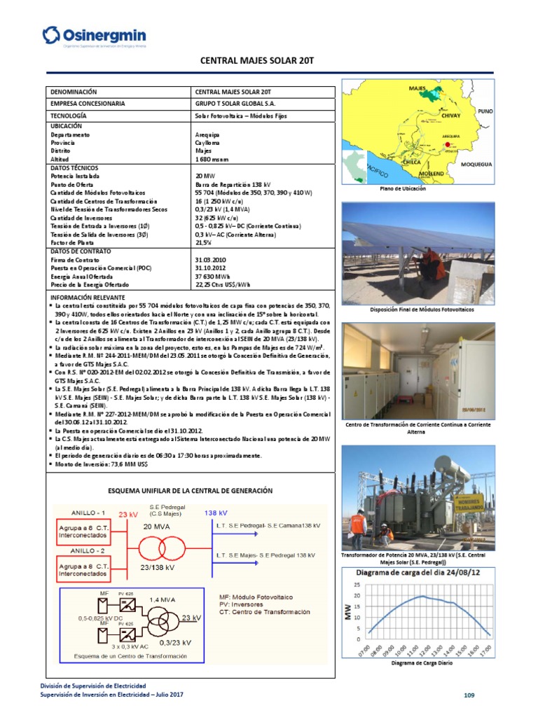 Central Solar Majes: Datos Técnicos | PDF | Fotovoltaica | Fuerza