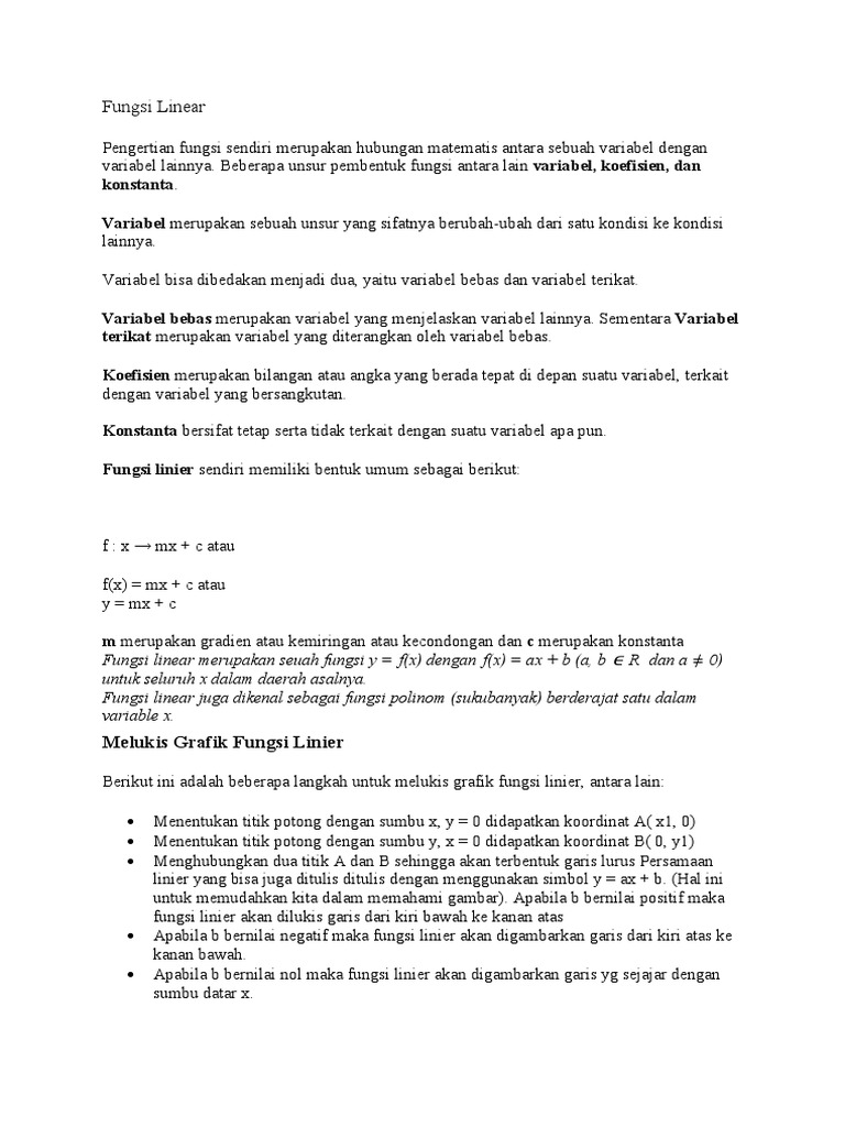 Materi Fungsi Linear | PDF