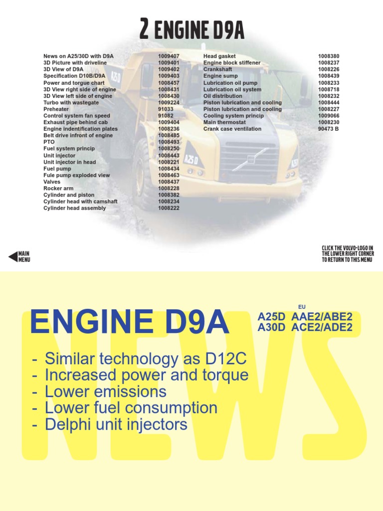 Engine D9A: Main Menu Click The Volvo-Logo in The Lower Right Corner To ...