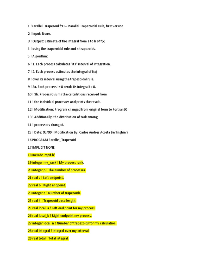 Parallel Trapezoidal Rule MPI | PDF | Integral | Algorithms And Data Structures