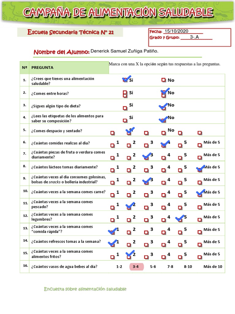 Secuencia 1. Test de Vida Saludable PDF | PDF | Comportamientos ...