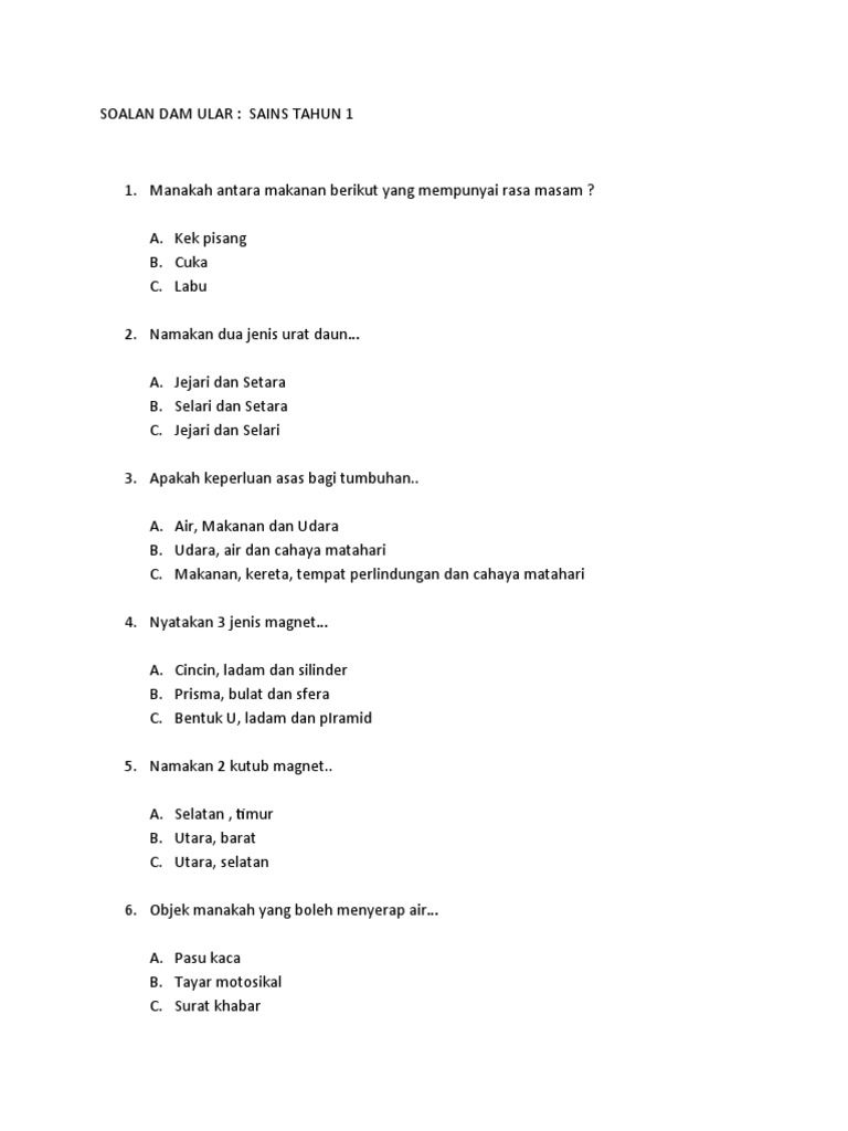 Soalan Dam Ular | PDF