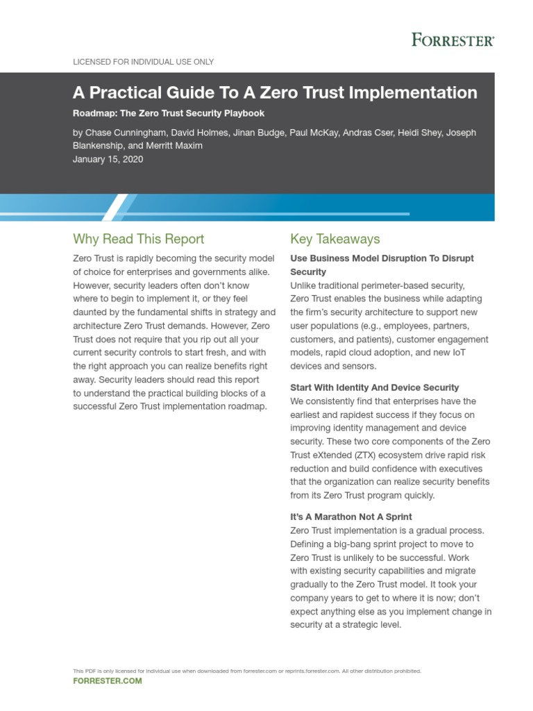 A Practical Guide To A Zero Trust Implementation | PDF | Cloud ...