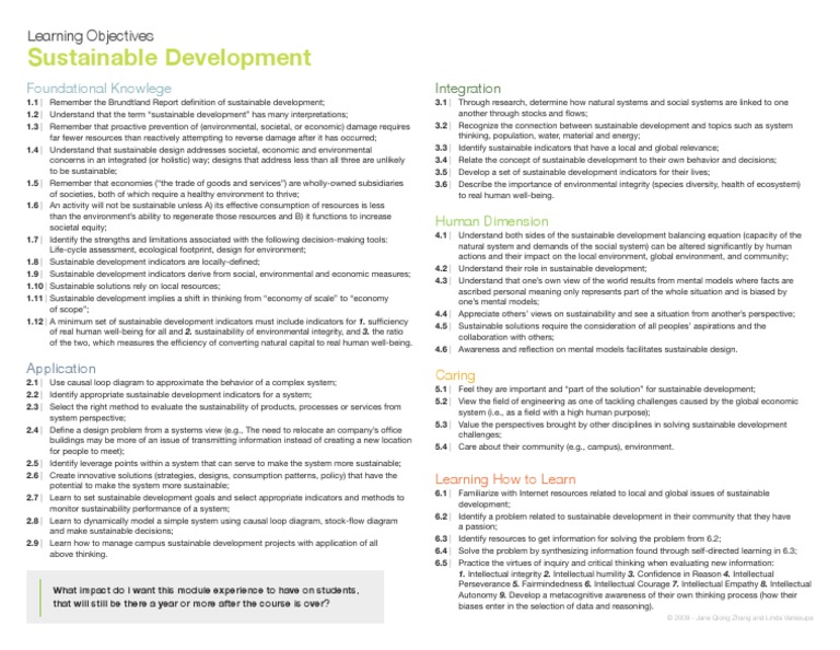 Sustainable Development Learning Objectives | PDF | Sustainability ...