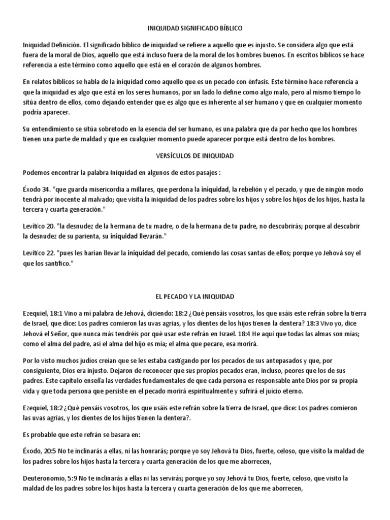 Iniquidad Significado Bíblico | PDF | Pecado | Demonios