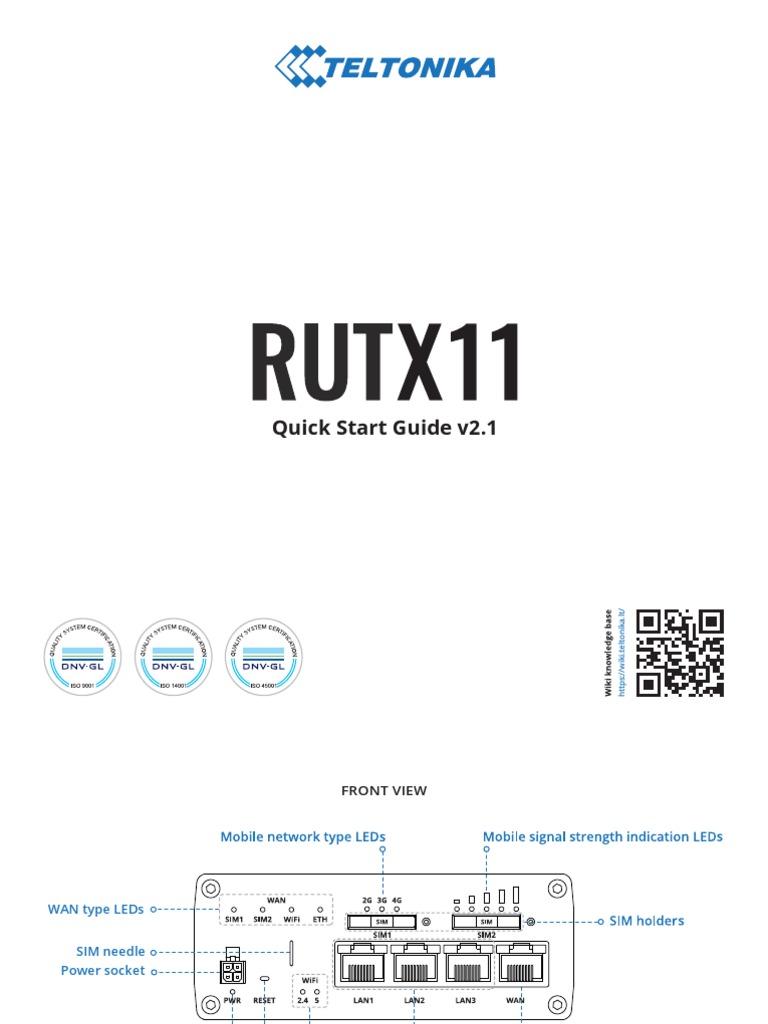 QSG RUTX11 EN-v2.1 PDF | PDF | Electrical Connector | Wi Fi
