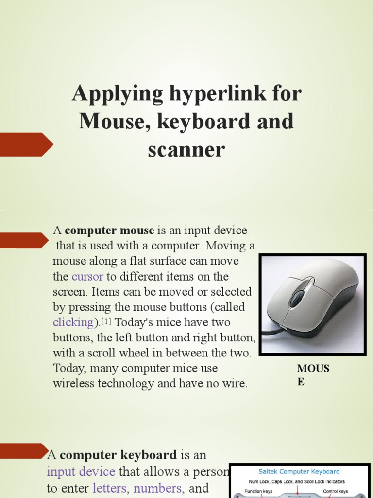 Applying Hyperlink For Mouse, Keyboard and Scanner | PDF
