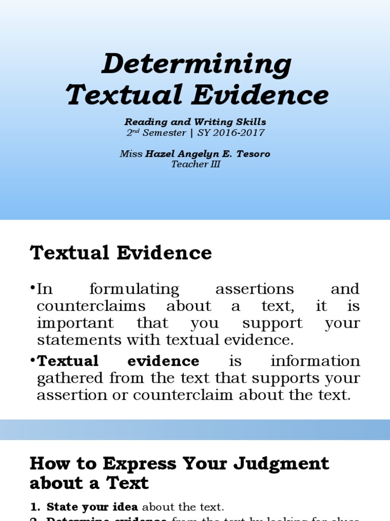 22 - Determining Textual Evidence | PDF | Government | Justice