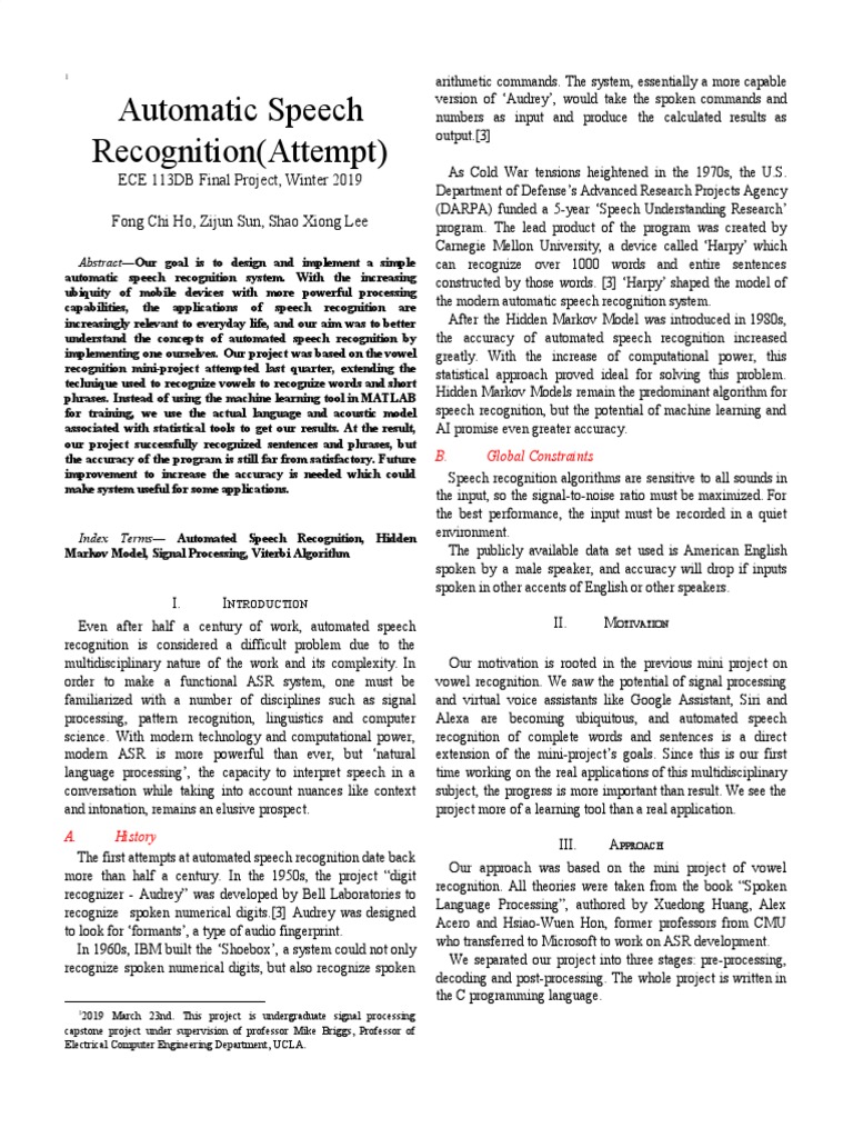 Automatic Speech Recognition (Attempt) : ECE 113DB Final Project ...