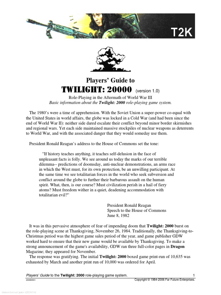 TWILIGHT: 20000: Players' Guide To | PDF | Military | Military Science