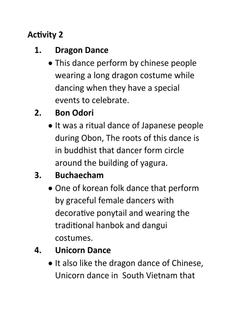Activity 2 1. Dragon Dance | PDF