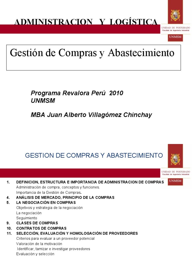 Gestion de Compras y Abastecimiento | PDF | Mercado (economía) | Calidad (comercial)