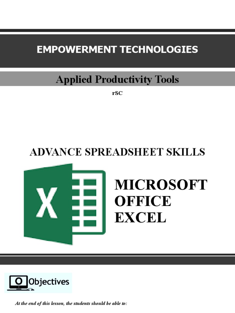 Empowerment Technologies - Application Softwares - Spread Sheet | PDF ...