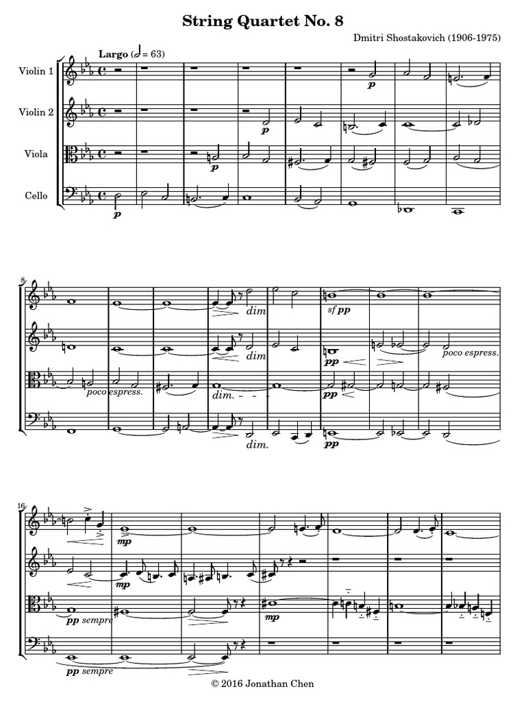 Shostakovich String Quartet 8 Score | PDF