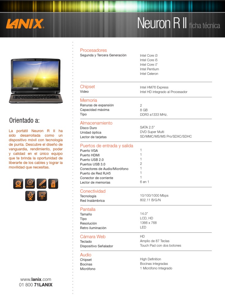 Lanix Neuron R II PDF | PDF | USB | Electrónica digital