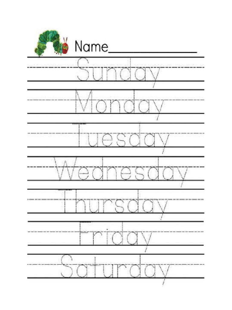 Days of The Week Dotted Line | PDF