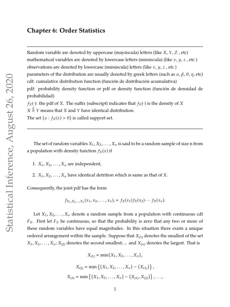 Chapter 6: Order Statistics | PDF | Probability Distribution ...