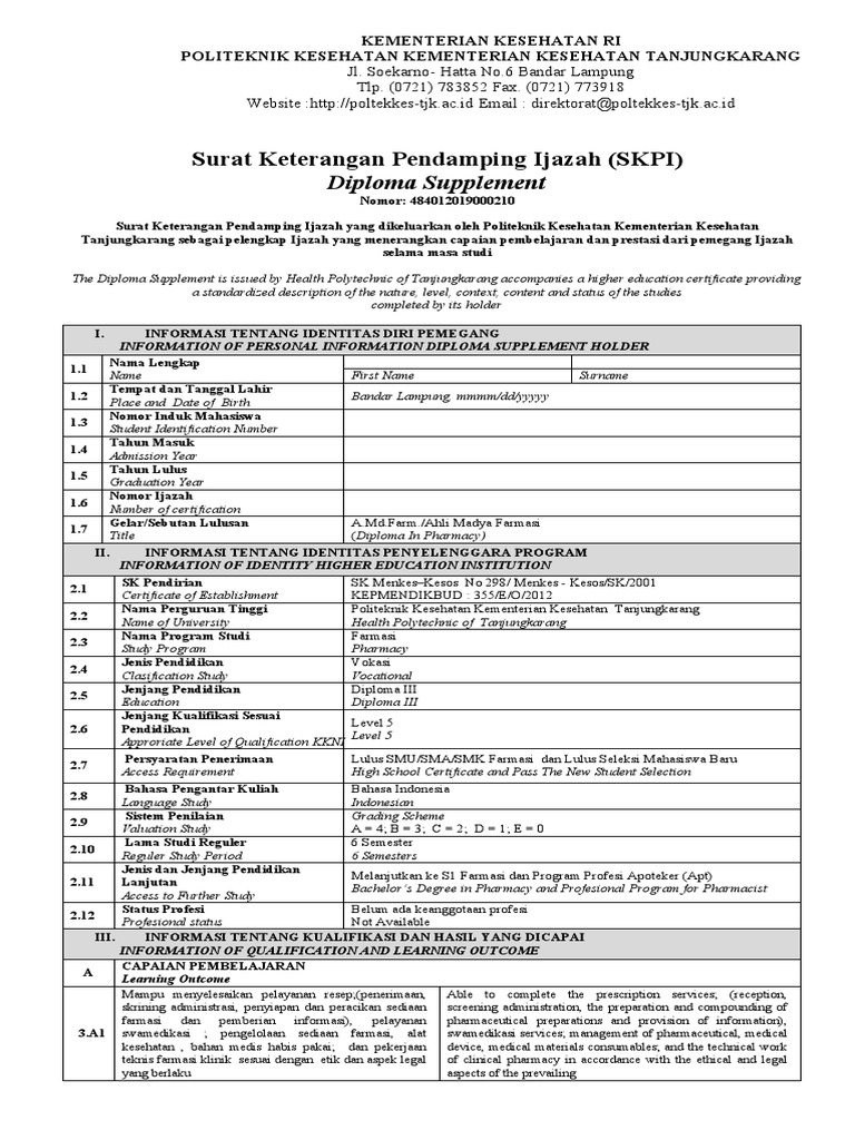 Format SKPI | PDF