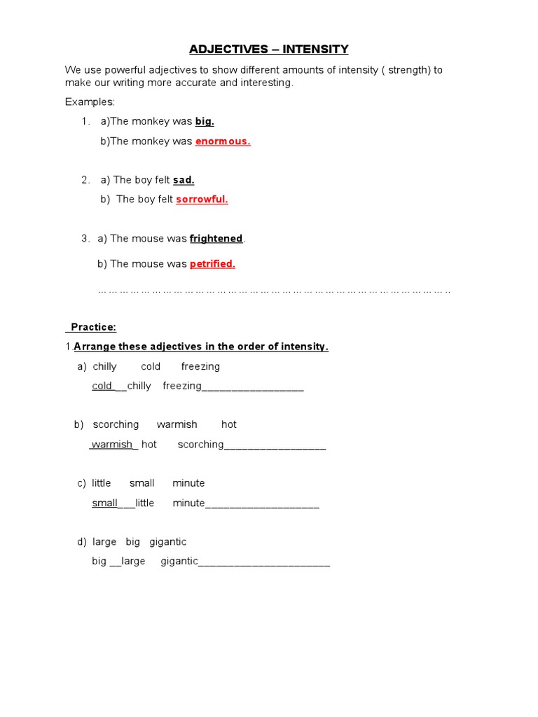 Adjectives - Intensity: Enormous | PDF