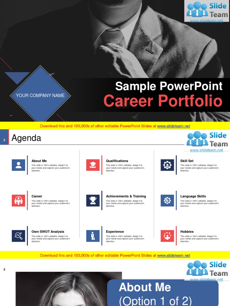 Sample Powerpoint: Career Portfolio | PDF | Chart | Swot Analysis