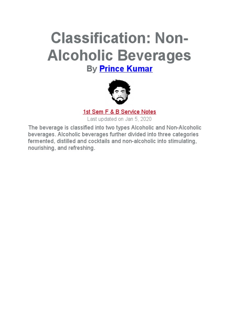 Classification: Non-Alcoholic Beverages: Prince Kumar | PDF