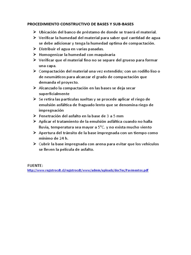 Guía de Construcción de Bases y Sub-bases | PDF
