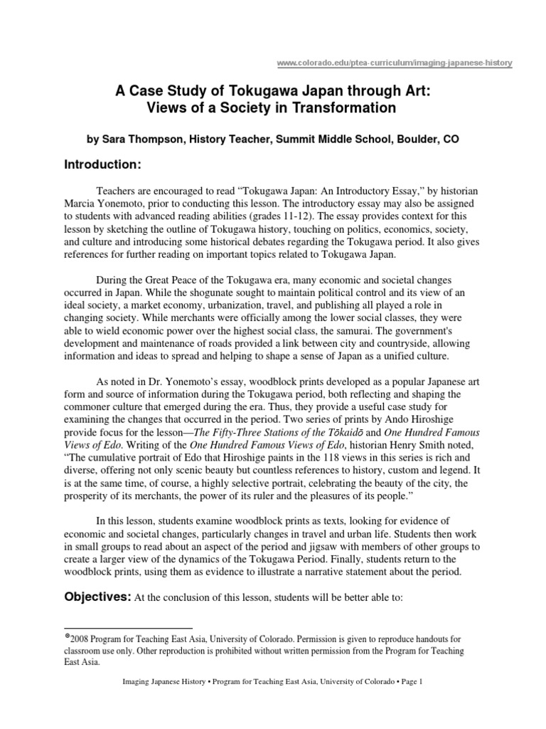 A Case Study of Tokugawa Japan Through Art: Views of A Society in ...