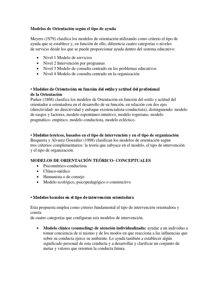 Modelos de Orientación Según El Tipo de Ayuda | PDF | Aprendizaje | Ciencia cognitiva