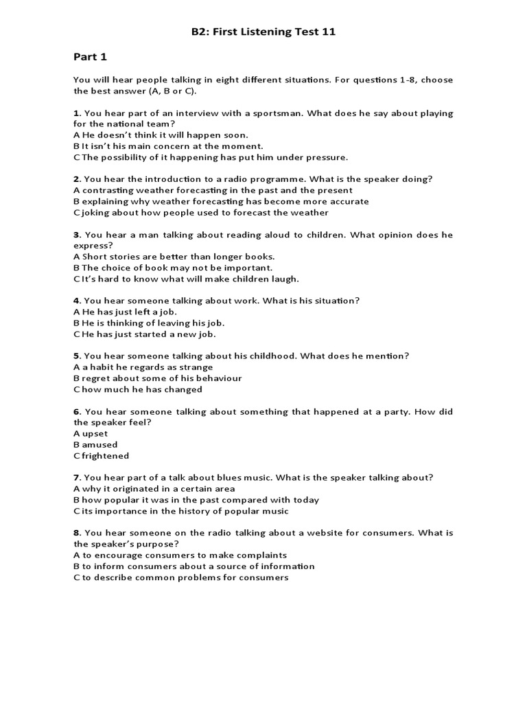 B2 First Listening Test 11 | PDF | Forecast | Psychological Concepts