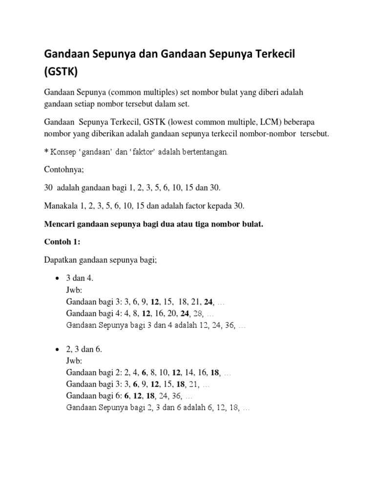 Gandaan Sepunya Dan Gandaan Sepunya Terkecil PDF | PDF