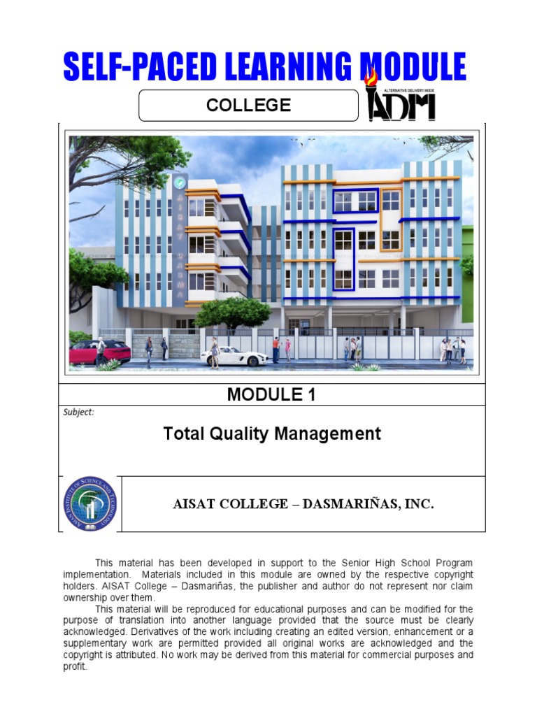 Self-Paced Learning Module: College | PDF | Quality Management | Business