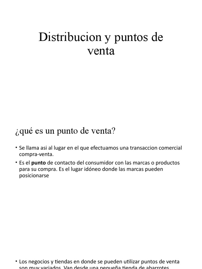 Distribucion y Puntos de Venta | PDF | Gestión de la cadena de ...