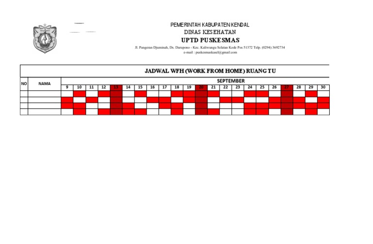 Jadwal WFH September | PDF