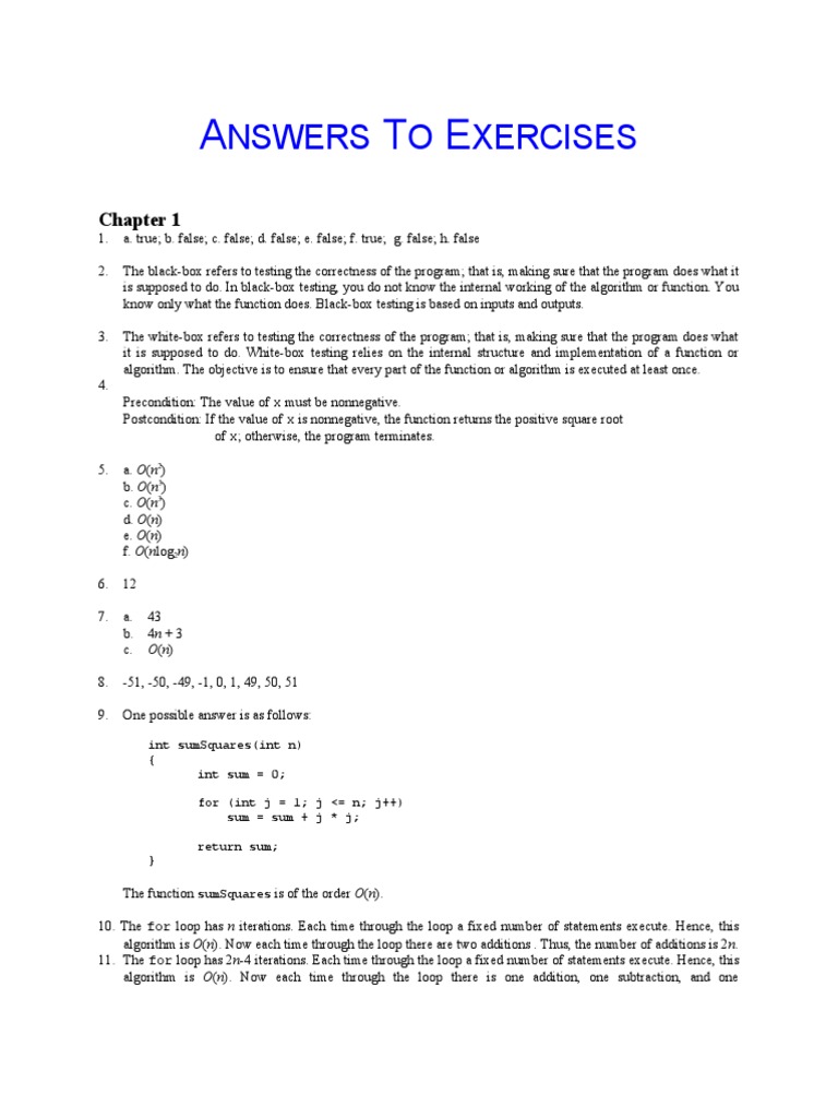 Nswers O Xercises | PDF | Pointer (Computer Programming) | Control Flow
