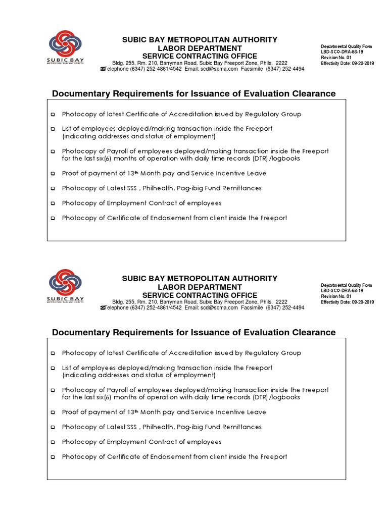 OK Documentary Requirements 9.12.2019 | PDF | Labor | Employment