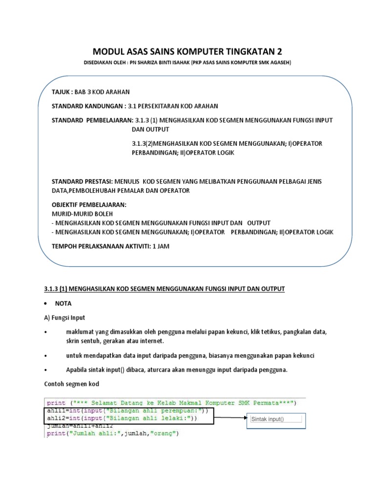 Modul Asas Sains Komputer Tingkatan 2 | PDF