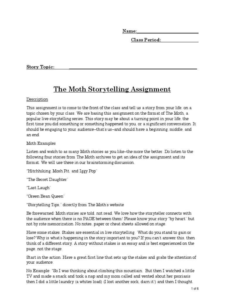 Moth Storytelling Packet Final1 | PDF | Storytelling | Narration