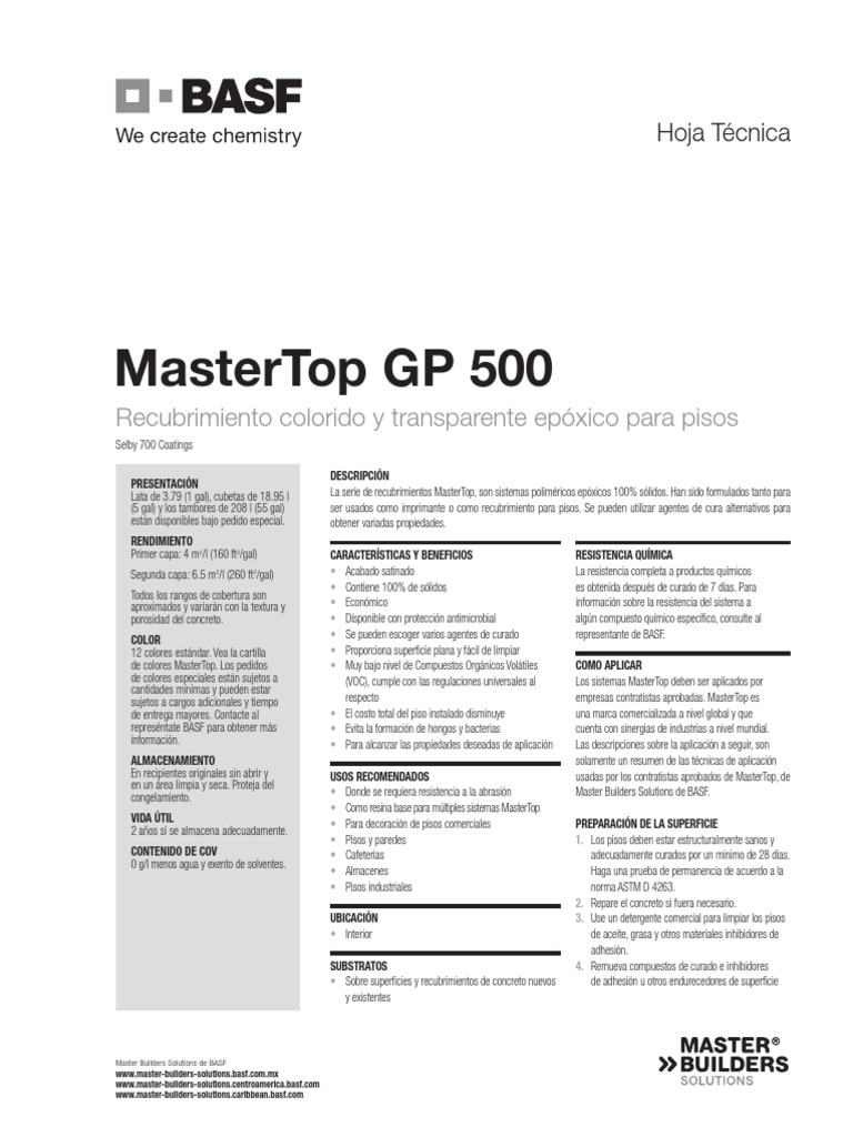 Mastertop GP 500 | PDF | Arquitecto | Hormigón