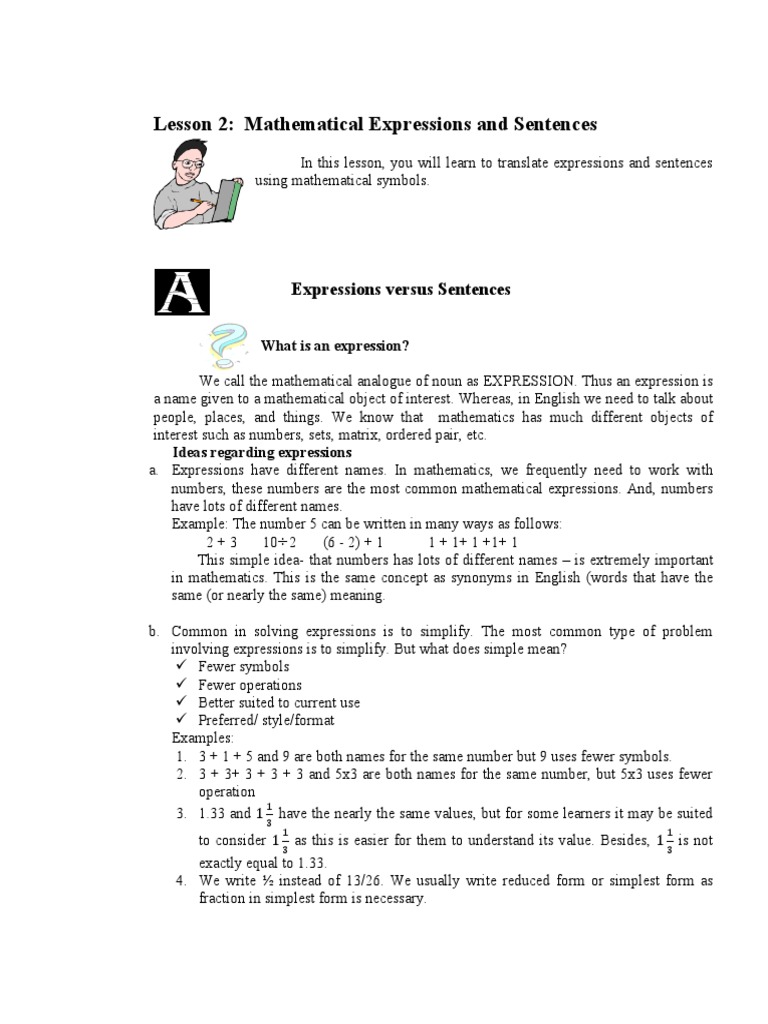 Math Expressions & Sentences Guide | PDF | Multiplication | Teaching ...