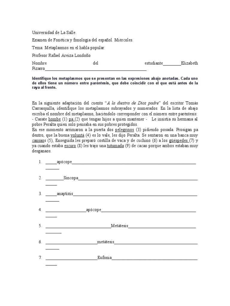 Metaplasmos en el Habla Popular | PDF | Comunicación oral | Fonética